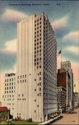 Houston Texas Commerce Building American flag Patriotic unused linen ...