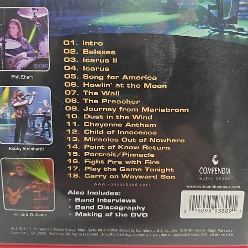Kansas DVD Device Voice Drum 2002 Live EarthLink Atlanta 18 Songs OOP ...