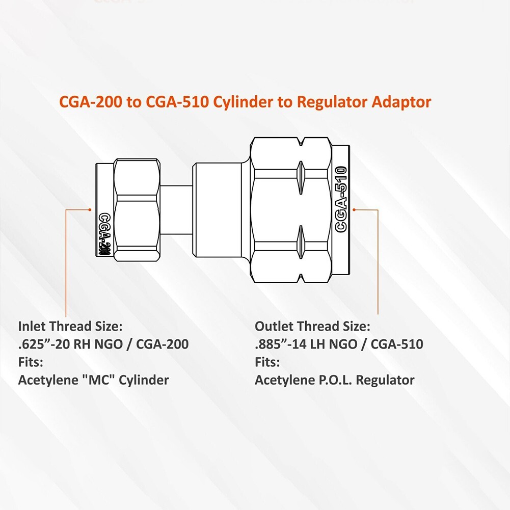 Cylinder To-Regulator Acetylene Adaptors. CGA-200,CGA-300,CGA-510 And ...