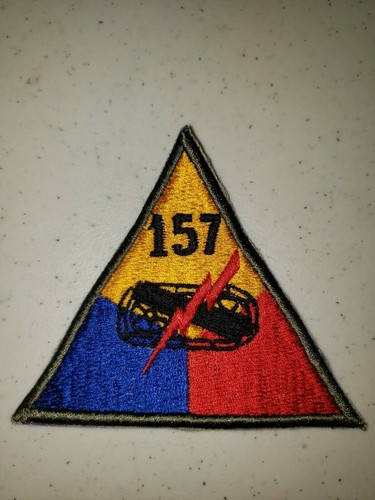 K0816 WW 2 US Army Armored Tank Battalion Triangle 157 patch Division ...