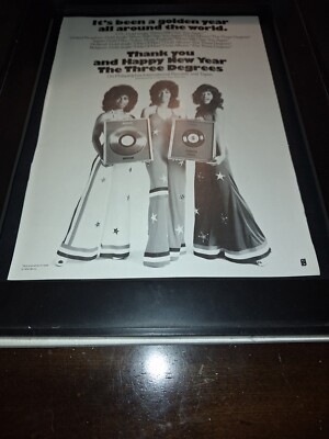 The Three Degrees Happy New Year Rare Original Promo Poster Ad Framed ...