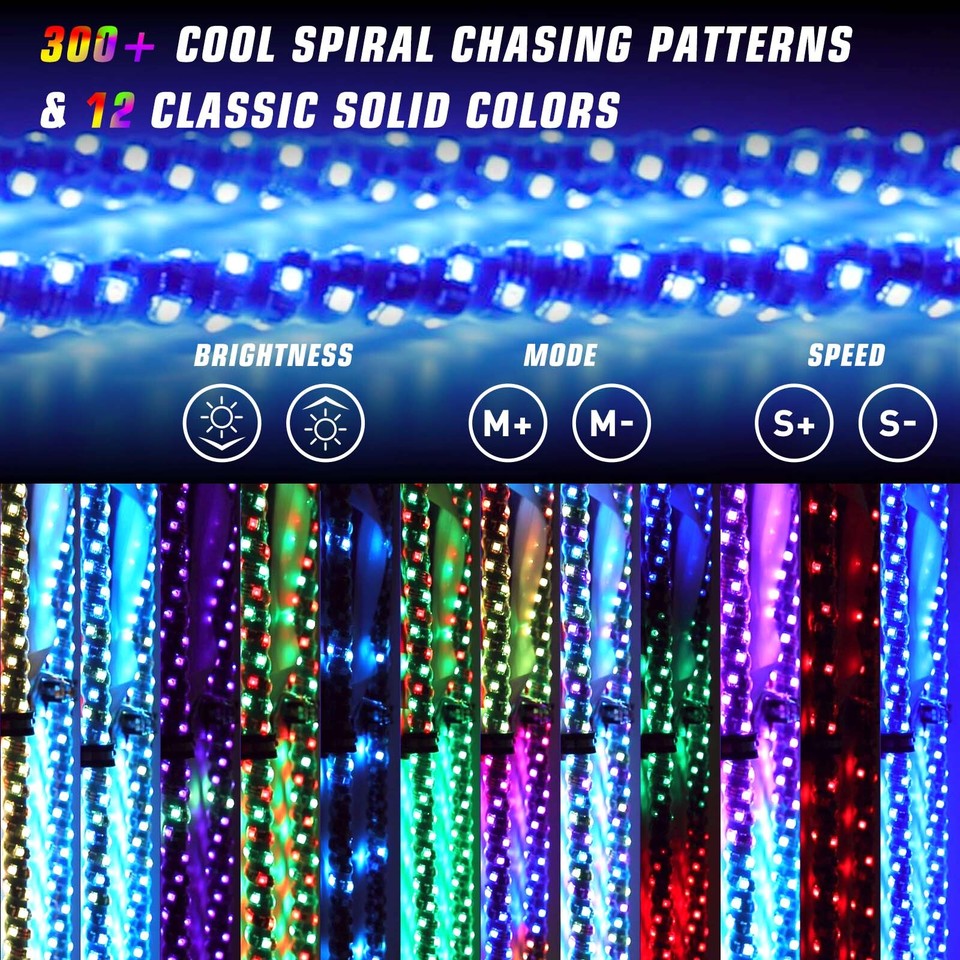 1ft LED Lighted Antenna Light Whip Flag For Grizzly 350 450 550 600 700 ...