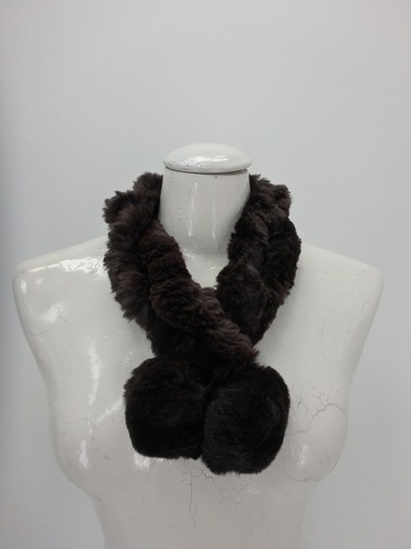 Satin Rabbit Real Fur collar / scarf Brown for Winter Coat Jacket 37647 ...
