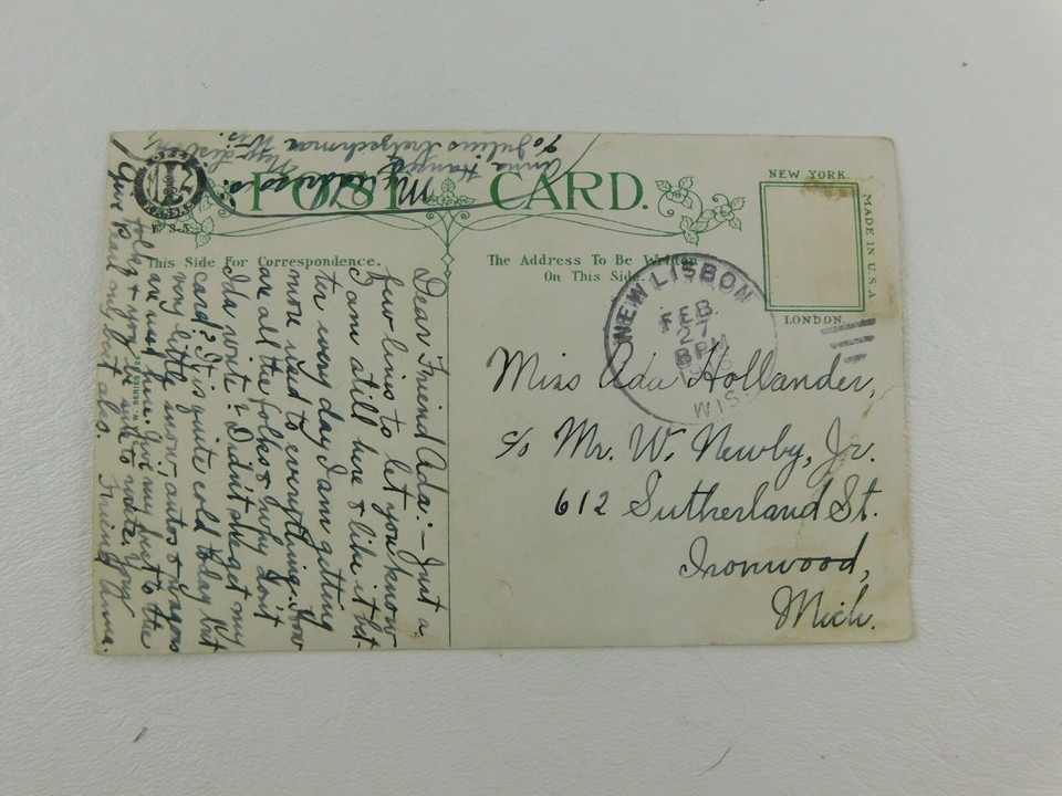 New Lisbon Wis. Poem Written On Posted Divided Back Vintage Postcard | eBay