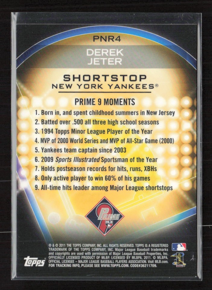 2011 Topps #PNR4 Derek Jeter Prime 9 Player of the Week Refractors | eBay