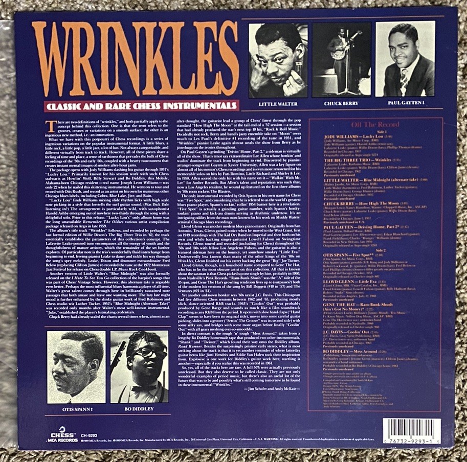 Wrinkles - Classic & Rare Chess Instrumentals - CH-9293 LP Vinyl Record ...