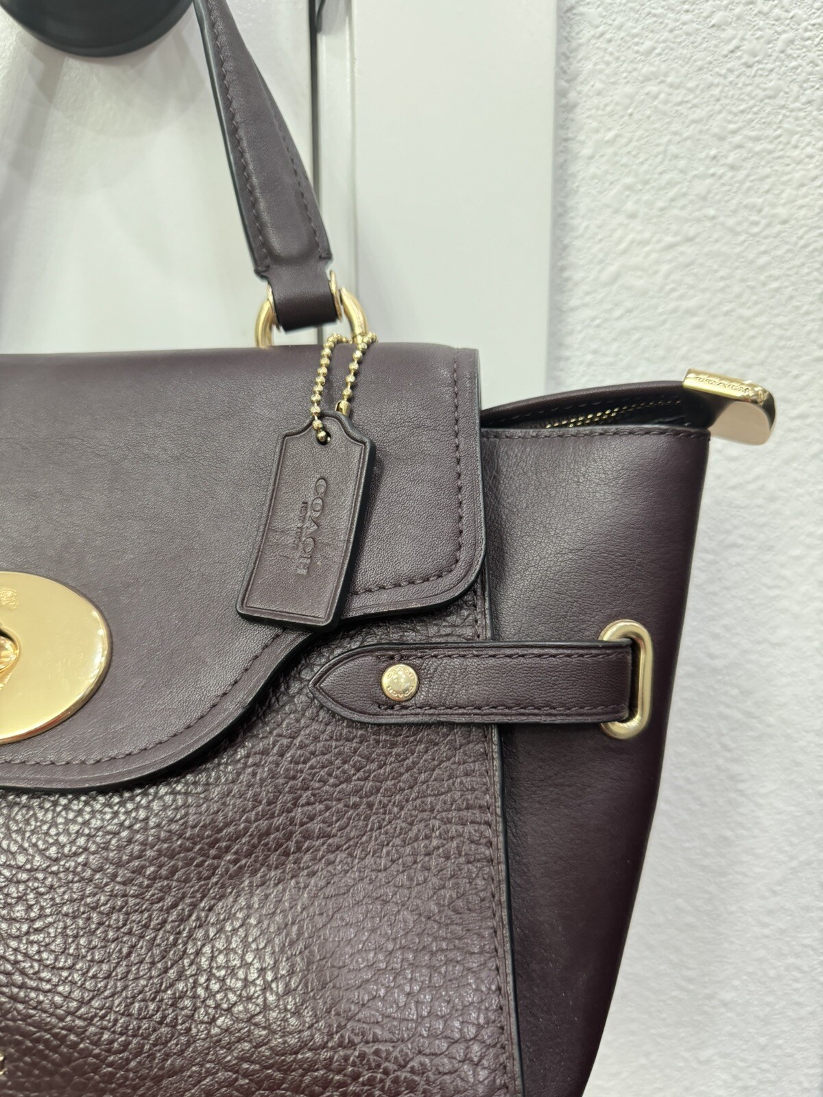 Coach Blake Flap Carryall/Satchel Purple Brown Leathe… - Gem