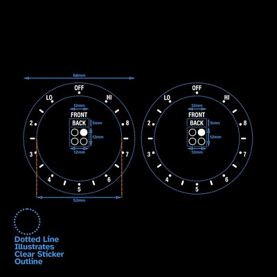 White Print 2 Dial Lo-Hi Electric Hob Stove Dial Decal Knob Sticker ...