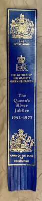 Queen’s Silver Jubilee 1977 Keepsake Leather Bookmark Gold Silver Foil ...