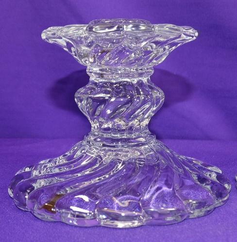 VINTAGE FOSTORIA GLASS COLONY SWIRL CRYSTAL CLEAR 3" CANDLESTICK HOLDER ...