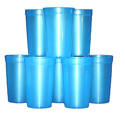 12 Lg -20 oz Blue Translucent Plastic Drinking Glasses Cups Mfg USA ...