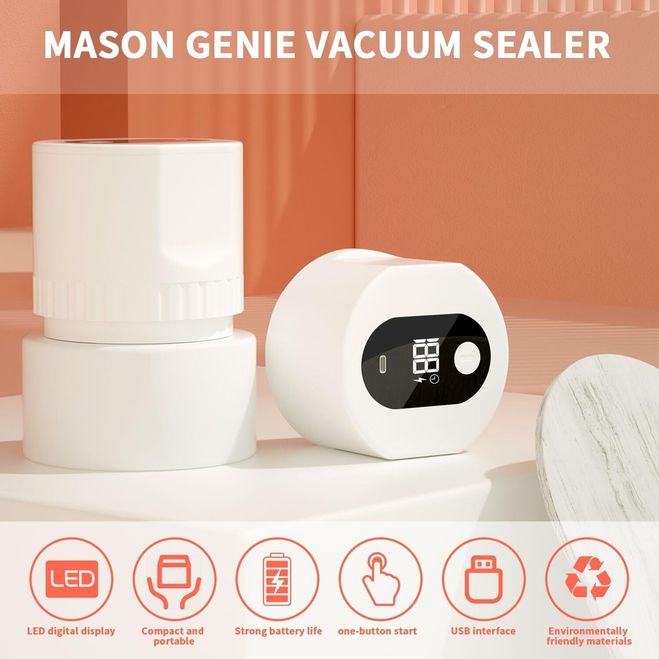 Mason Vacuum Sealer,20s Fully Automatic Everjar - Mason Jar Vacuum ...