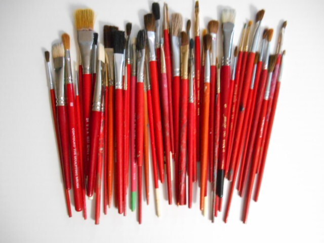 Lot of 50 artist paint brushes Scharff, Marx, Dynasty ,Oxhair. Prang ...
