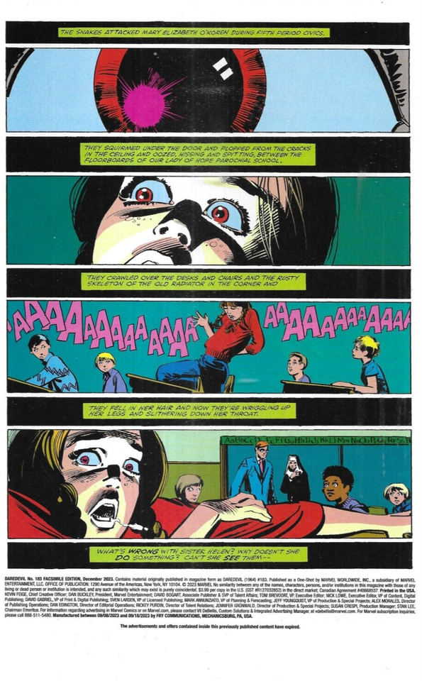 Daredevil Comic 183 Facsimile Reprint Cover B Frank Miller 2023 ...