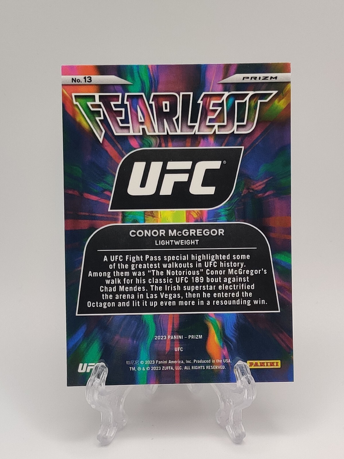 2023 Panini Prizm UFC - Fearless Conor McGregor #13 White Sparkle Prizm ...