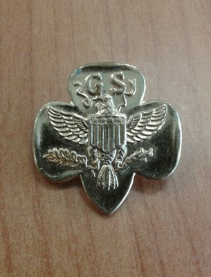 Gold Girl Scout Eagle Trefoil Pin Matte Swing Arm Marked 1970's Vintage ...