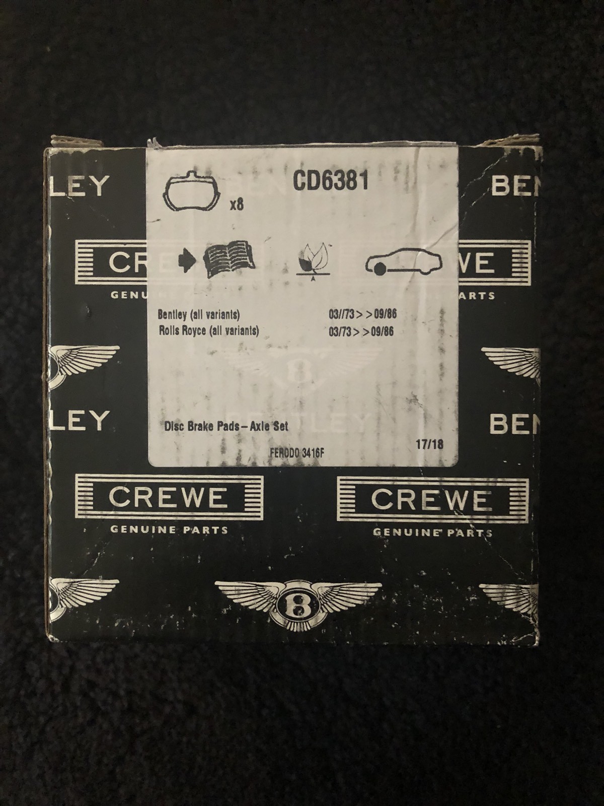 Rolls-Royce Silver Shadow Spur Corniche 1973-86 Front Brake Pads CD6381 ...
