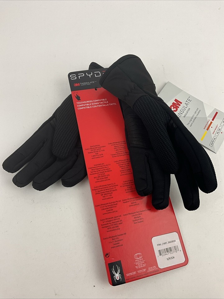 Spyder Core Conduct Black Gloves Touch Screen Compatible Leather Palm S ...
