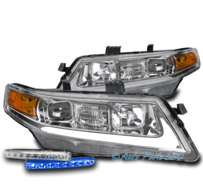 FOR 04-08 ACURA TSX CL9 LED PROJECTOR CHROME HEADLIGHT HEADLAMP +BLUE ...