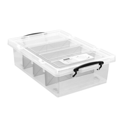 Boxsweden 4 Section Storage Container 57x38x16cm Plastic Organiser ...