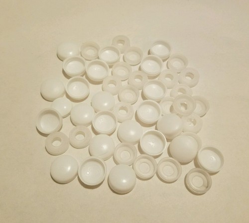 25 set smooth White License Plate Frame Screws Snap on Caps Bolt Covers ...