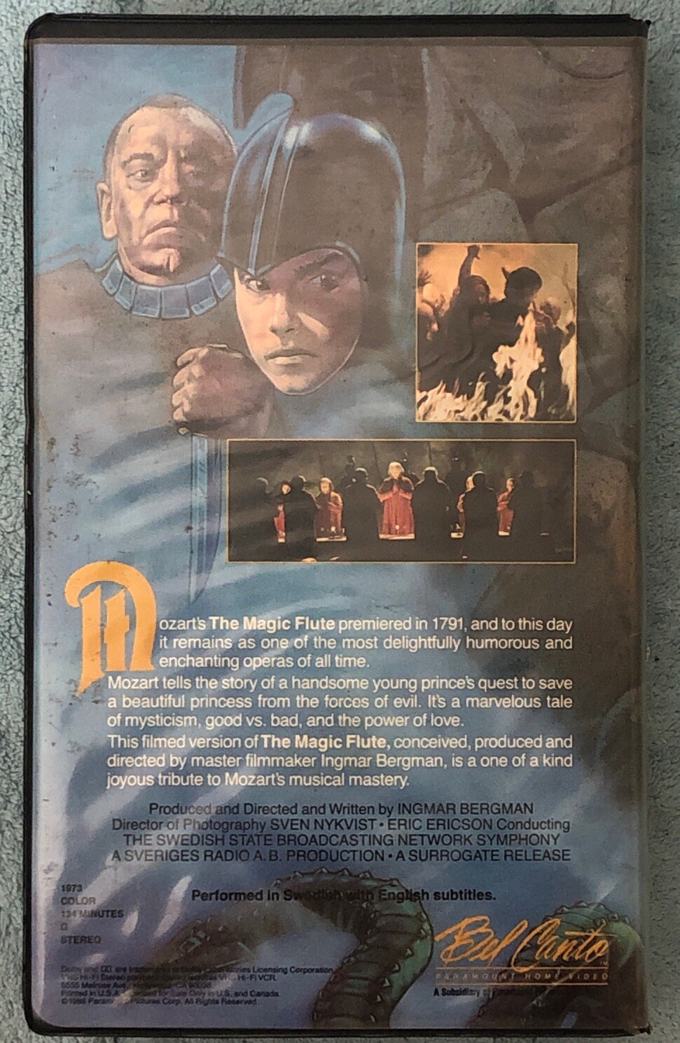 Ingmar Bergman's The Magic Flute VHS Video Tape Bel Canto 1986 ...