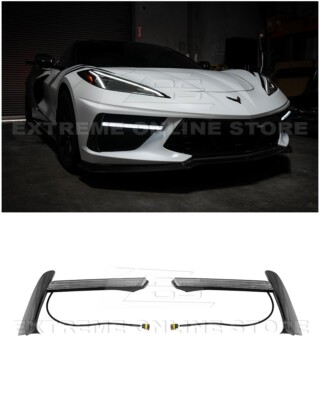 For 20-Up Corvette C8 CARBON FIBER Sequential LED DRL Light Bar Bezel ...
