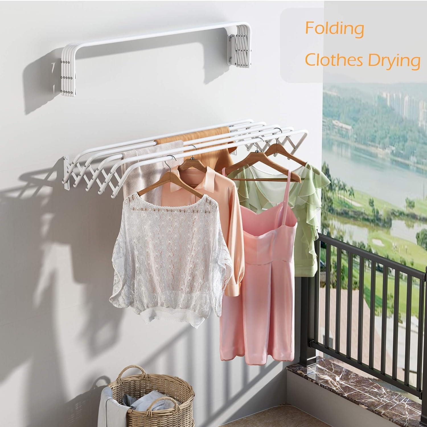 60cm Clothes Dryer Wall Mounted Extendible Drying Rack Towel Laundry ...