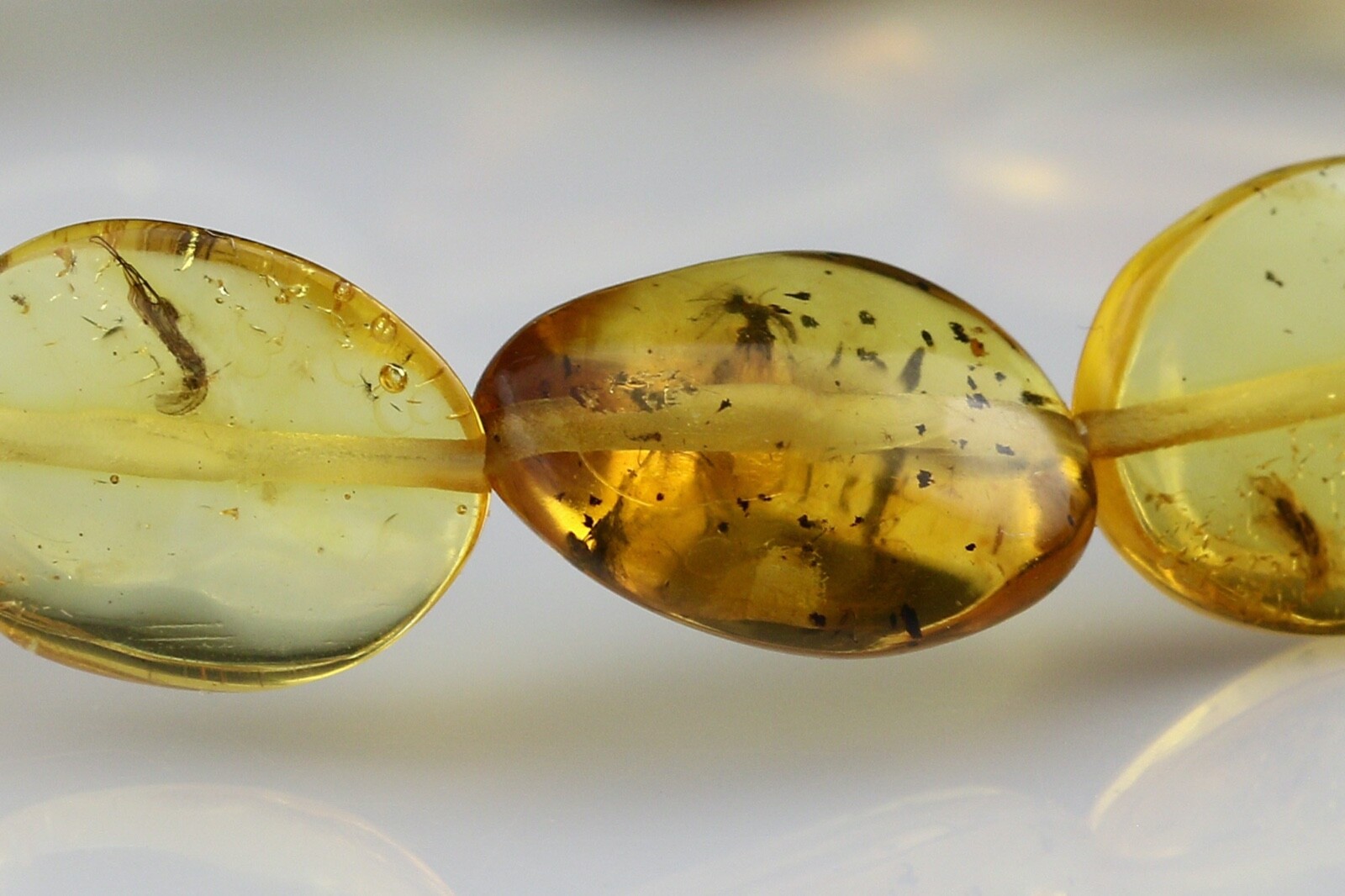 FOSSIL INSECTS Genuine BALTIC AMBER Beads Stretch UNISEX Bracelet 7.8g ...