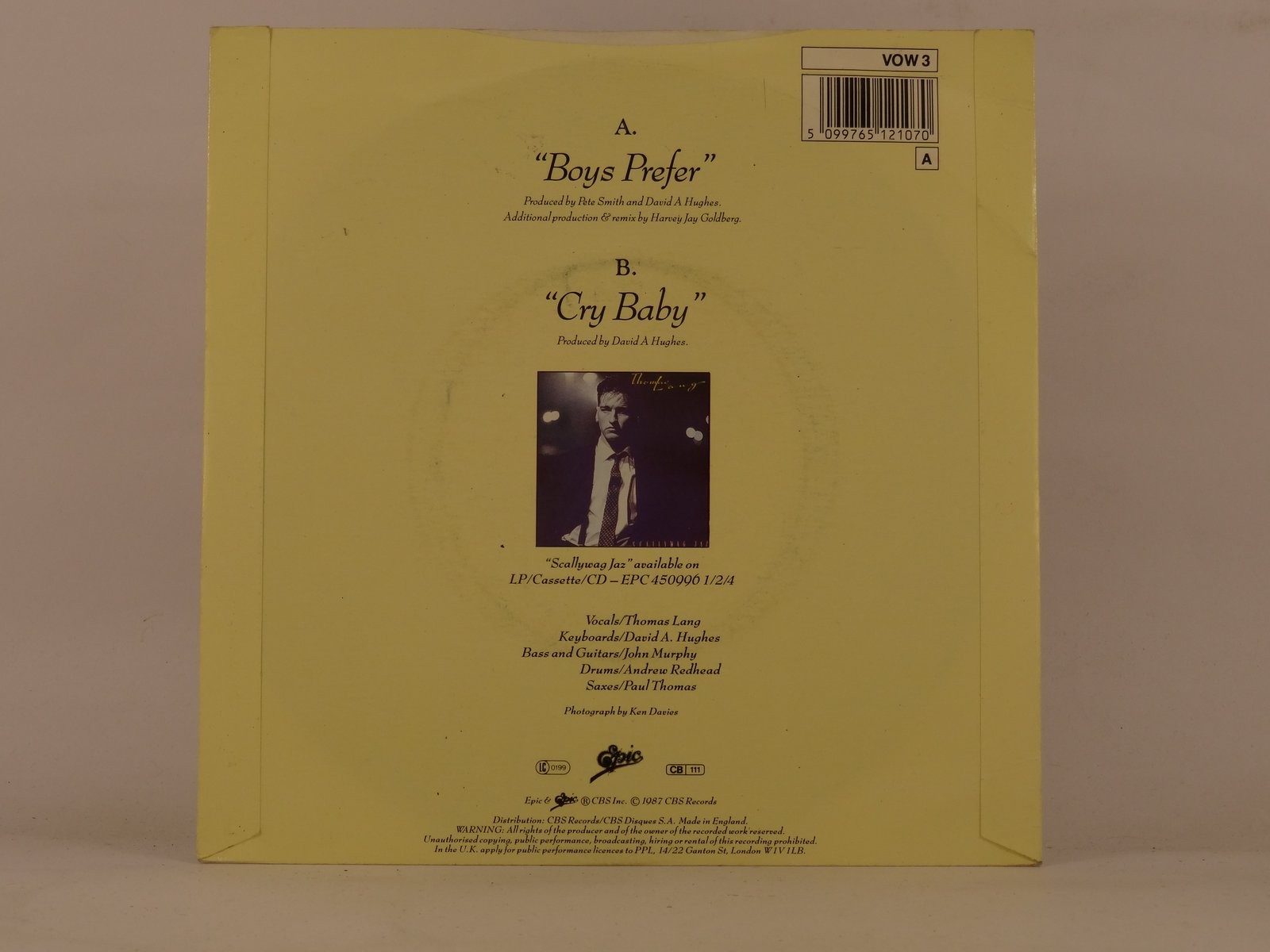 THOMAS LANG BOYS PREFER (96) 2 Track 7" Single including Picture Sleeve ...