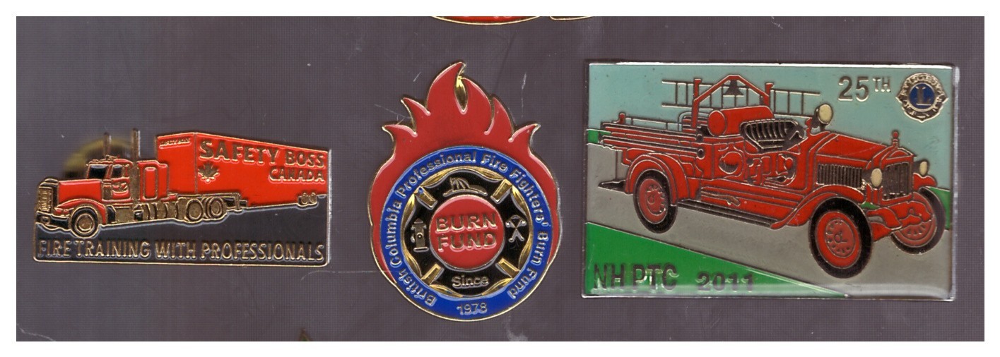 Fire Dept pins: Safety Boss Fire Trng truck; 78 BC FF BurnFund; Lions ...