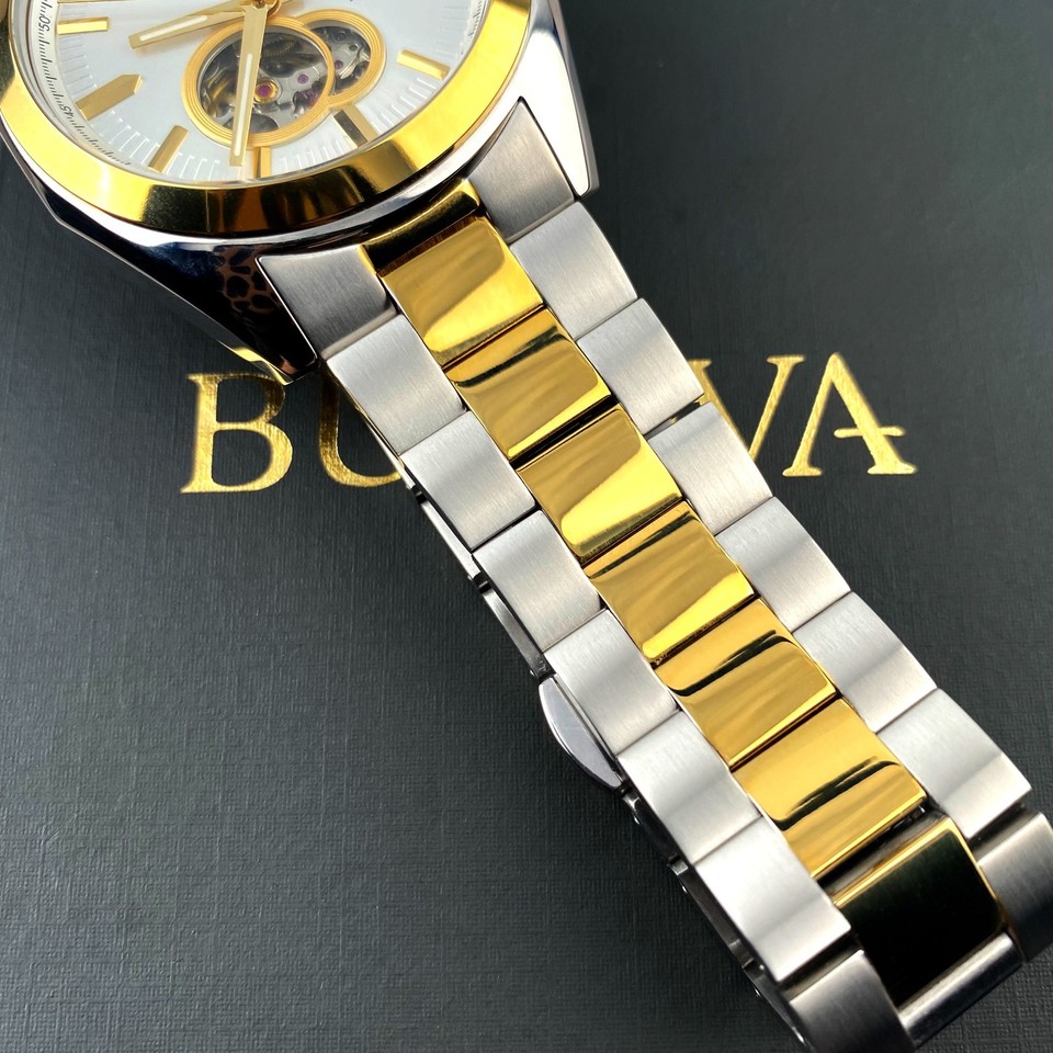 Bulova Surveyor 98A284 Automatic 42mm Silver Tone Dial Gold/Silver Men ...