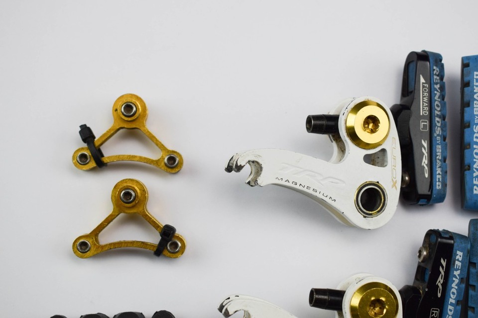 TRP EUROX MAGNESIUM WHITE/ GOLD CYCLOCROSS CX GRAVEL CANTILEVER BRAKE ...