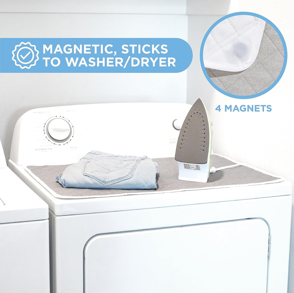 Ironing Mat, Magnetic Laundry Mat, 28.25” X 19”, Gray, Quilted, Washer ...