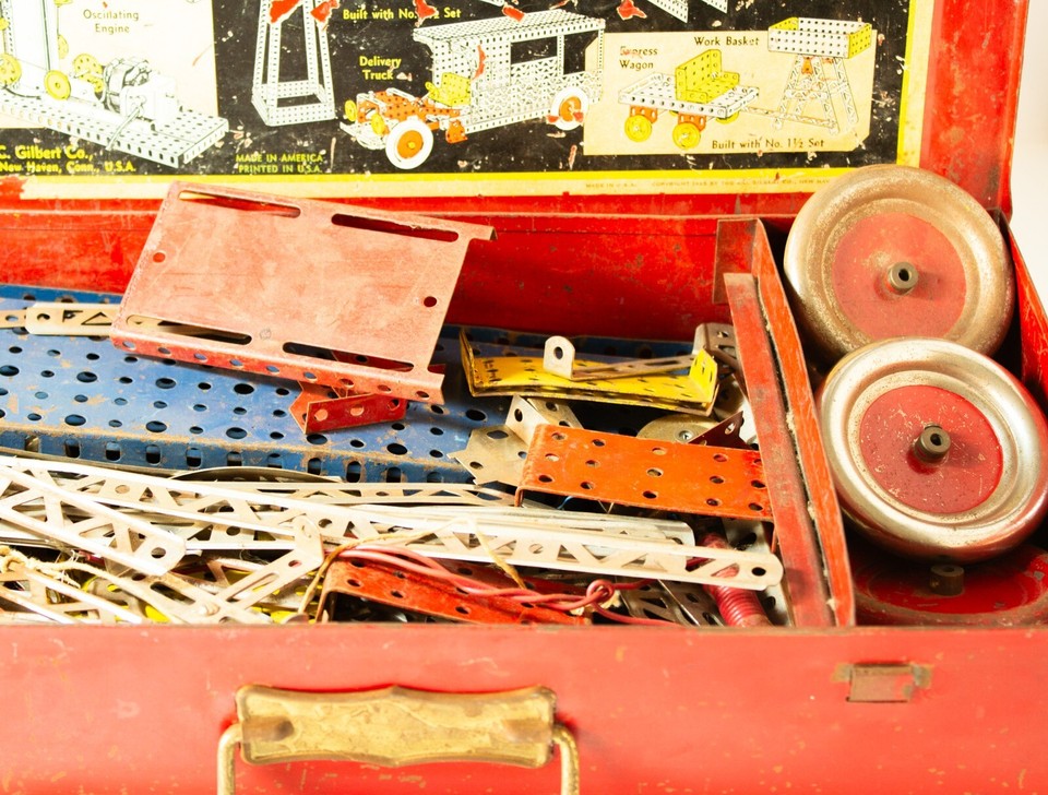Vintage Erector Set Metal Box Incomplete | eBay