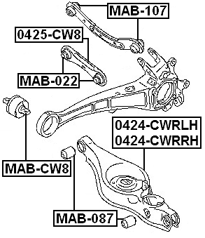 Left Rear Lower Arm Febest 0424-CWRLH OEM 4113A037 | eBay