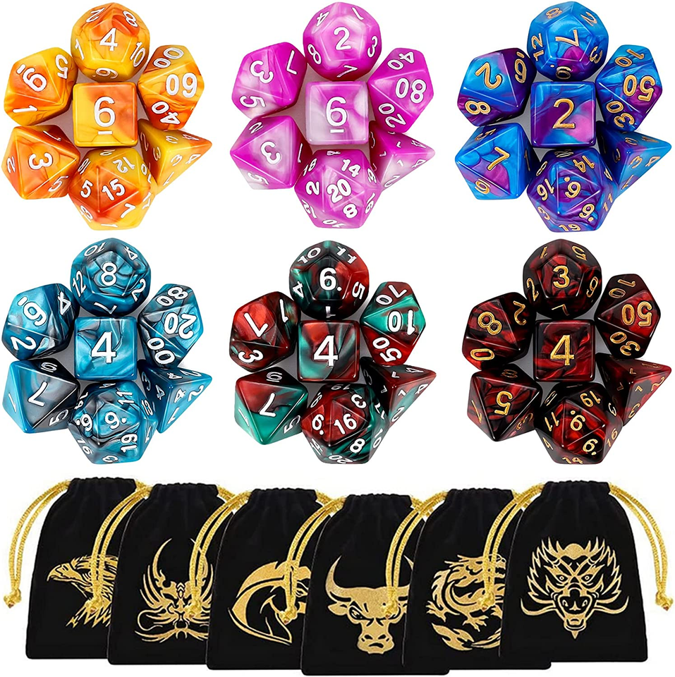 Lot Of 42 DnD Dungeons And Dragons Dice 6 Sets With Pouch DD Toys Games ...