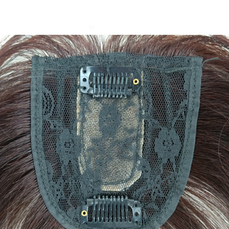 100% Human Hair Topper Toupee French Middle Part Lace Bangs Clip Wigs ...