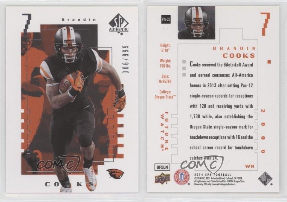 2014 SP Authentic 2000 Future Watch 6/999 Brandin Cooks #FW-25 1j2 | eBay