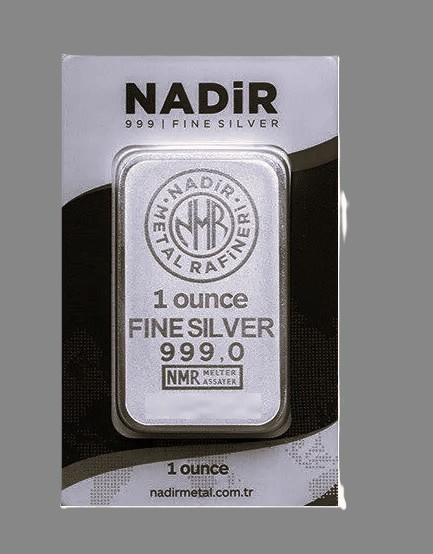 NADIR METAL REFINERY 1 OZ. FINE SILVER BULLION BAR 999 SEALED IN ASSAY ...