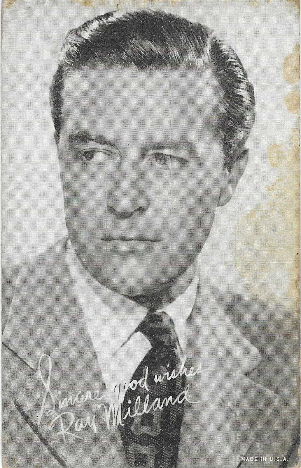 EXHIBIT CO. ARCADE ACTOR CARD 1940's RAY MILLAND!! RARE, POPULAR CARD ...
