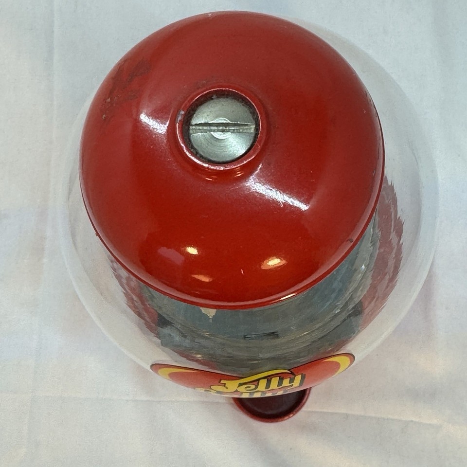 Jelly Belly Dispenser Machine Metal Red Globe Bean Gumball Candy Coin 9 ...