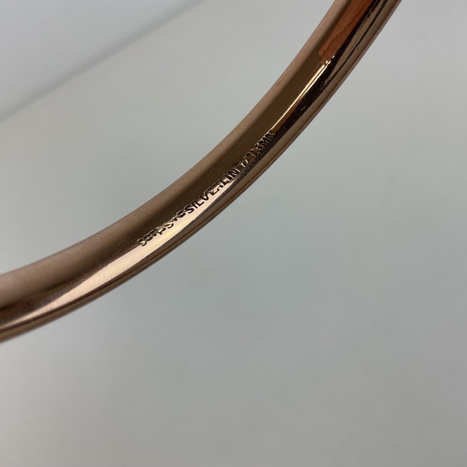 9ct Gold Lined Silver Filled Bangle Pair *8cm Diameter Each* {39 Grams ...