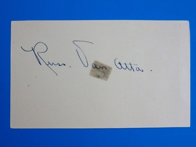 RUSS VAN ATTA & JACK KNOTT SIGNED 3x5 CUT PAPER ON BACK & FRONT ...