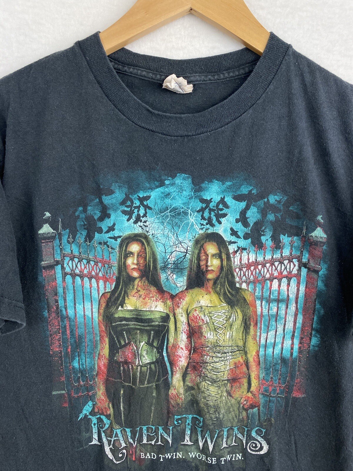 2008 Raven Twins Horror Double Sided Graphic T Shirt … - Gem