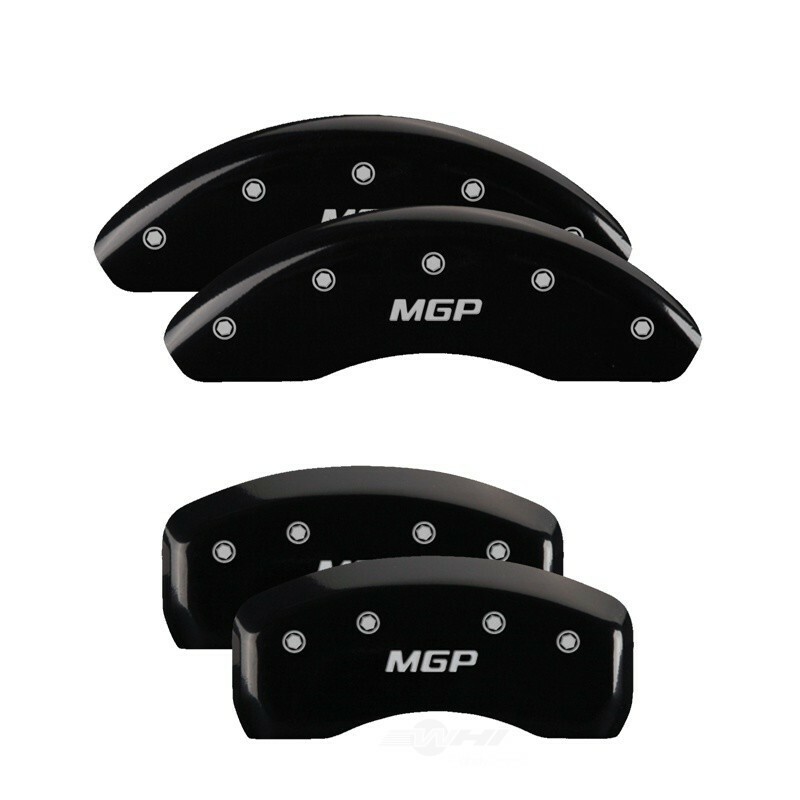 MGP 4 Caliper Covers Engraved Front & Rear MGP Black finish silver ch ...