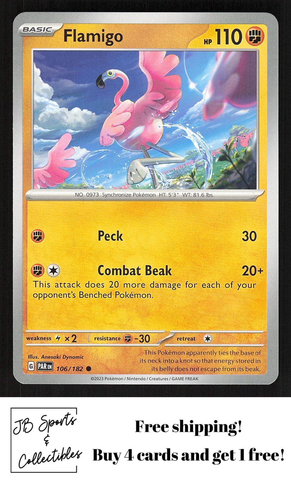 Flamigo Pokemon SV04: Paradox Rift 106/182 | eBay