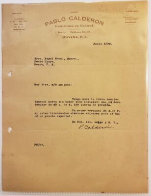 VTG COMMERCIAL LETTER / PABLO CALDERON / GUAYAMA PUERTO RICO / 1928 | eBay