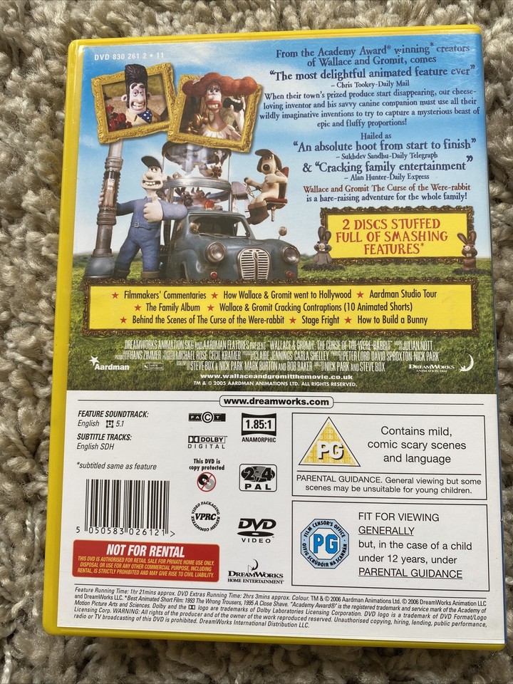 Wallace And Gromit - The Curse Of The Were Rabbit (DVD, 2006, 2-Disc ...