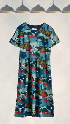 Ex Seasalt Women’s Short Sleeve Organic Cotton Dress in Brushstroke Bay ...